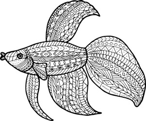 Ornate stingray fish in coloring page style Vector Image