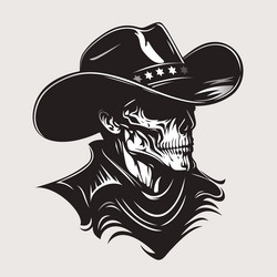 Young cowboy linocut Royalty Free Vector Image