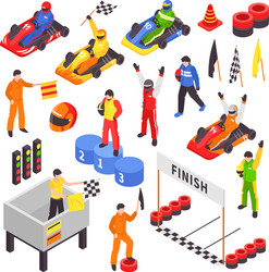 Isometric carting racers background Royalty Free Vector