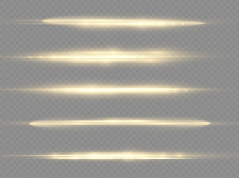 Golden glow line yellow horizontal light rays Vector Image