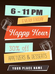 Happy hour party flyer poster design Royalty Free Vector