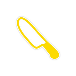 Sticker bright kitchen knife on a white background