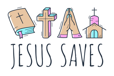 Doodle cross religion christian poster hand drawn Vector Image