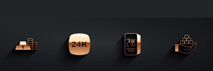 Set gold bars 24k and icon Royalty Free Vector Image