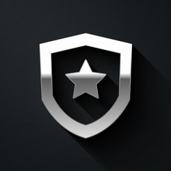 Silver police badge icon isolated on black Vector Image