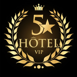 Golden laurel wreath set five stars hotel badges Vector Image