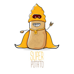 Funny cartoon cute brown super hero potato Vector Image