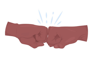 Two men shaking hands semi flat color hand gesture
