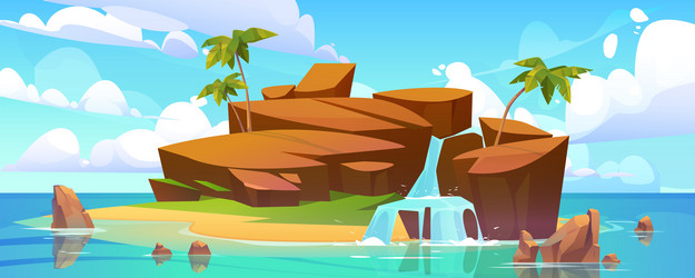 Ocean island cartoon tropical island with palm Vector Image
