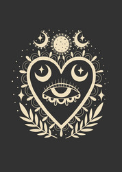 Mystic aesthetic witch mage composition print Vector Image