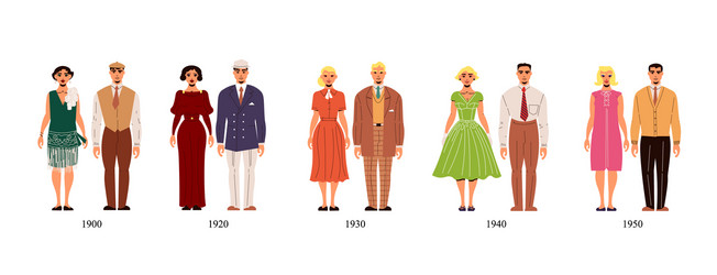 History of fashion costume design concept Vector Image