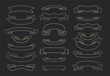 Ribbon set divider design isolatedvintage retro Vector Image