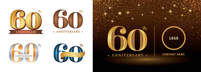 Set of 60th anniversary logotype design sixty Vector Image