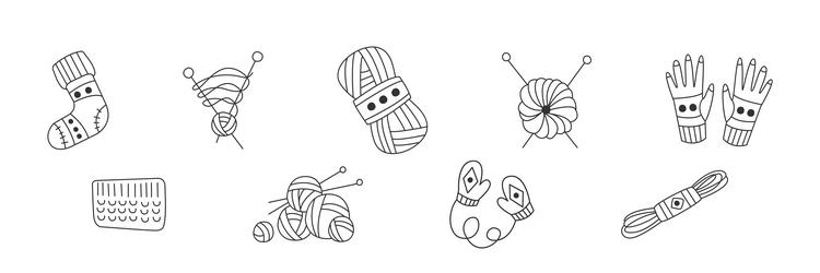 Hand drawn knitting item with yarn stitch and Vector Image