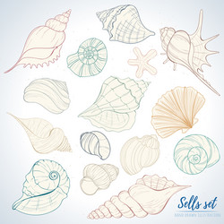 Seashell background vintage summer sea shells Vector Image