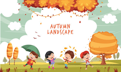 Autumn children Royalty Free Vector Image - VectorStock