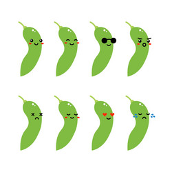 Set collection of edamame beans characters Vector Image