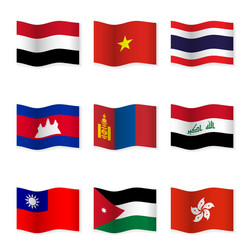Waving flags of different countries Royalty Free Vector