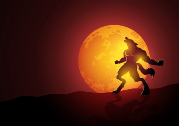 Werewolf lurking in the night during full moon Vector Image