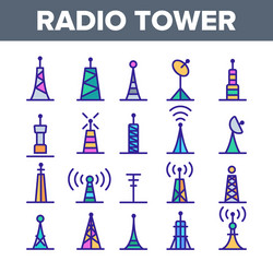 Radio and cell towers set Royalty Free Vector Image