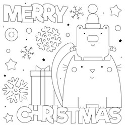 Merry christmas coloring page black and white Vector Image