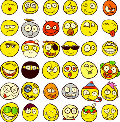 Smileys emoticon glossy set Royalty Free Vector Image
