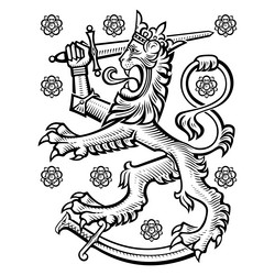 Finnish coat of arms heraldic lion and viking Vector Image