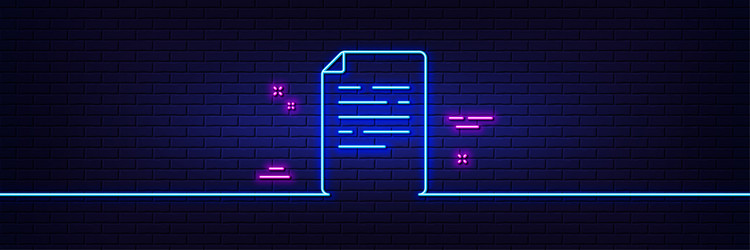 Document line icon doc file page sign neon light Vector Image