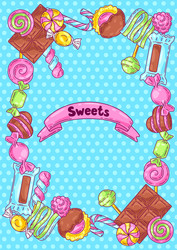 Kawaii heart frame with sweets and candies crazy Vector Image