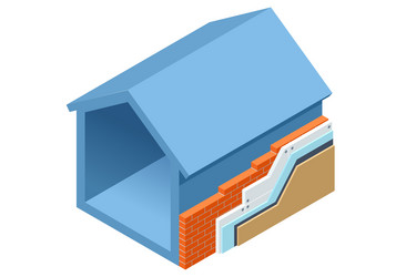 Fire resistant wall thermal insulation line icon Vector Image