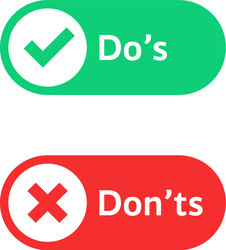 Cartoon dos and donts check box Royalty Free Vector Image