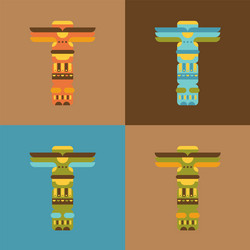 Native traditional totem pole Royalty Free Vector Image