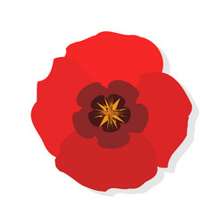 Red poppy flower flat icon Royalty Free Vector Image
