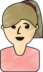 Flat line uncolored woman doodle over white Vector Image