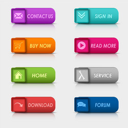 Colored set rectangular web buttons template Vector Image