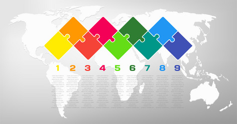 Nine piece line infographic jigsaw puzzle process Vector Image