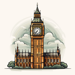 Big ben hand-drawn comic ben doodle style Vector Image