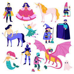 Fantasy fairy tale clipart cartoon characters Vector Image