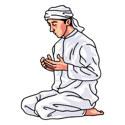 Muslim woman girl lady pray prayer dua drawing Vector Image