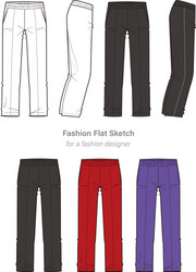 Pants Fashion Flat Technical Drawing Vector Images (over 1,600)