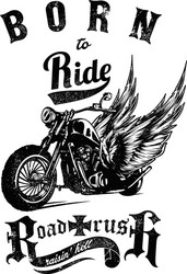 Skull in winged helmet born for speed ride or die Vector Image
