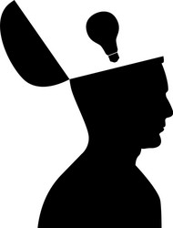 Man with lightbulb idea in open head icon black Vector Image
