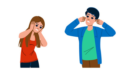 Person plugging ears kid Royalty Free Vector Image