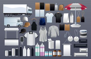 Transport vehicles with mockup branding Royalty Free Vector