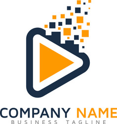 Pixel art video logo icon design Royalty Free Vector Image