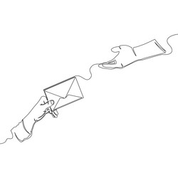 Continuous line outline hand with email concept Vector Image