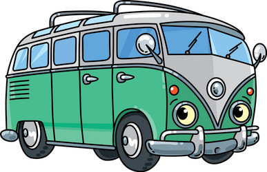 Classic retro bus old hipster red microbus Vector Image