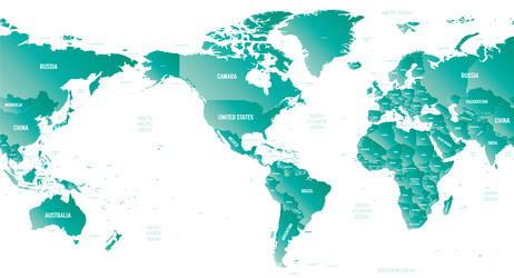 Hydrological map of world with labels oceans Vector Image