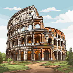 Colosseum hand-drawn comic colosseum doodle Vector Image