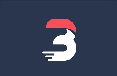 Orange blue white number 3 three icon logo Vector Image